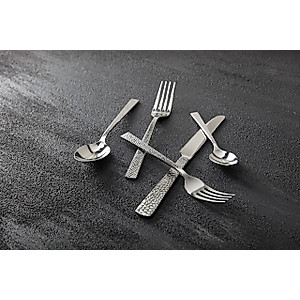Fortessa Nomad Stainless Steel Flatware, Mirrored Hammered Stainless Steel, 20 Piece Place Setting, Service for 4