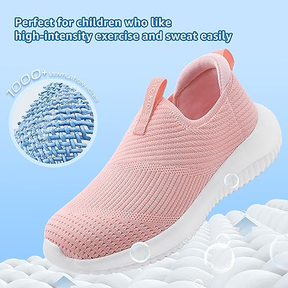 STQ Girls Shoes for Kids Slip on Sneakers School Gym Athletic Tennis Shoes Pink Size 2 Little Kid