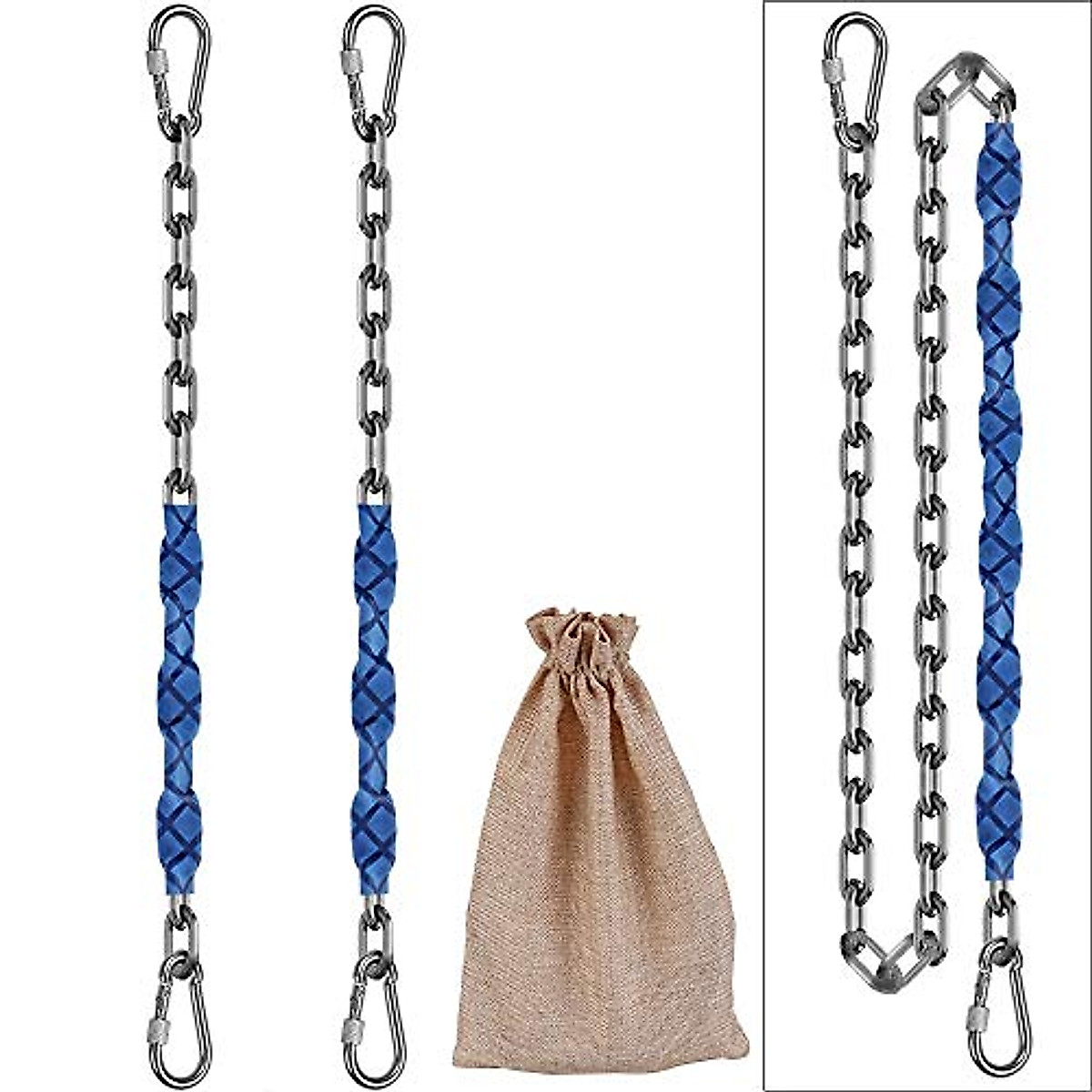 Dakzhou 64inch Stainless Steel 304 Permanent Rust Chain (2)+ 4 Free Quick Links, 1000LB Load Bearing, for Swing, Yoga, Hammock, sandbag Suspension.