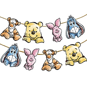 Winnie Banner For Baby Shower Decorations Birthday Banner Party Decoration Party Supplies(8PCS)