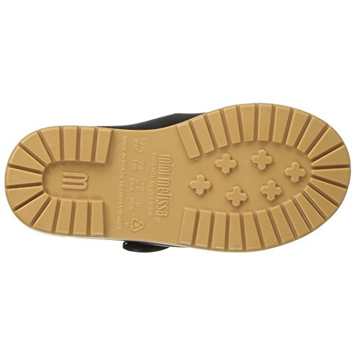 Mini Melissa Kids' Mini Classic Baby Ii Mary Jane Flat,Black/Beige,8 Regular US Toddler