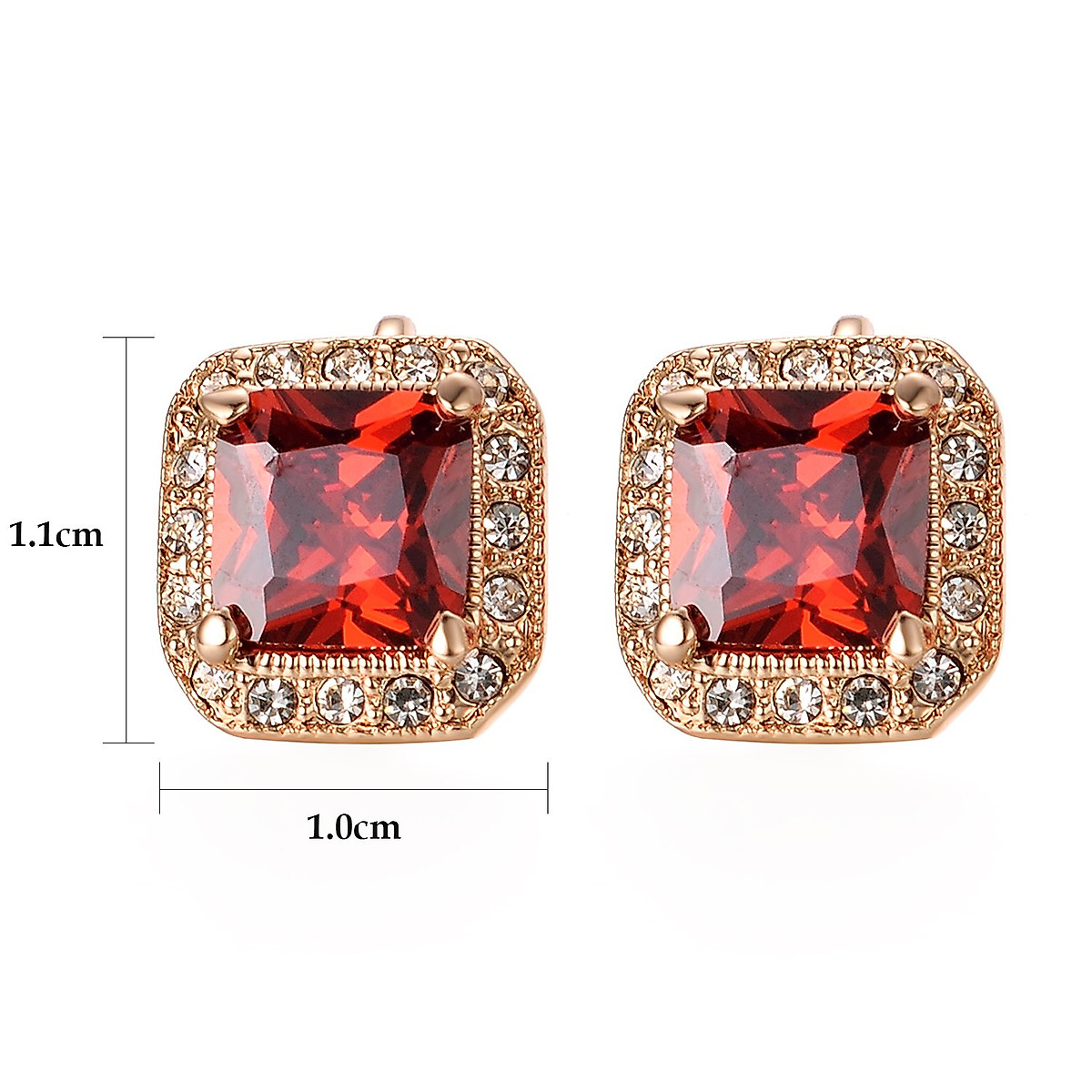 Yoursfs Clip on Square Earrings For Women Non Pierced Ears SImitation Red Ruby Cubic Zirconia Earrings