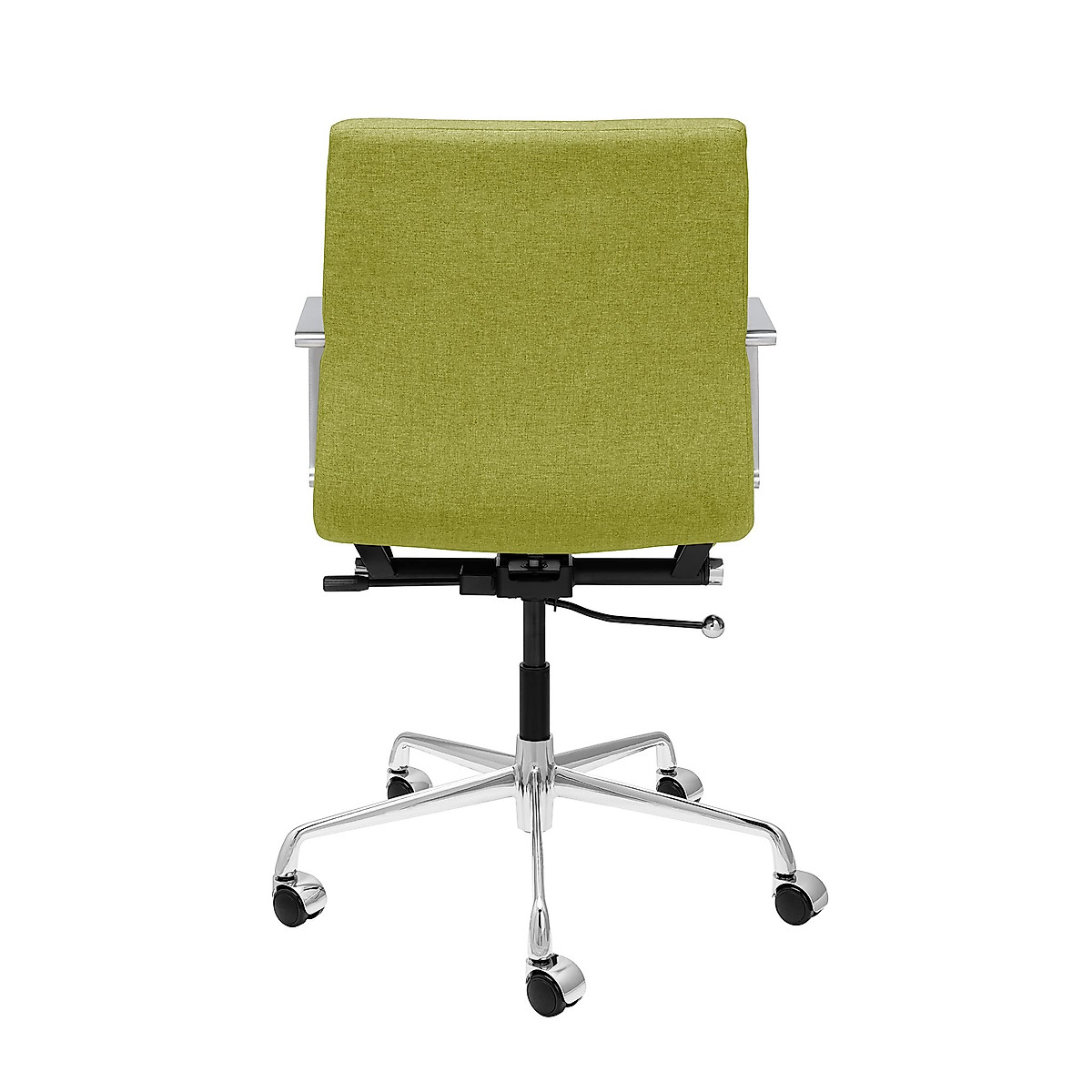 Laura Davidson Furniture SOHO II Ribbed Office Chair - Mid Back Desk Chair, Ergonomically Designed with Arm Rest & Swivel, Made of Poly-Cotton Fabric, Green Fabric, Computer Chair