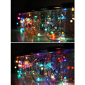 Decorman Solar Mason Jar Lid Lights, 6 Pack 10 LED Waterproof String Fairy Star Firefly Jar Lids Lights for Patio Garden Yard Lawn Party Wedding Christmas Decoration(Jars & Hangers Not Included)