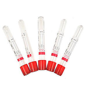 Caphstion Veterinary Lab Vacuum Blood Collection Coagulation Tubes No Additive Tube Blood Collection Tube Pet Supplies, 5ml Red 100pcs
