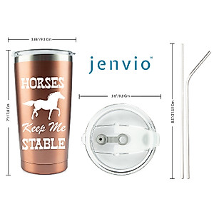 JENVIO Horse Gifts For Women | Horses Keep Me Stable | 20 oz Stainless Steel Wine/Coffee Tumbler w Lid Straws and Gift Box | Unique Mug For Girls, Mom, Birthday, Lovers, Valentine's Day Gift