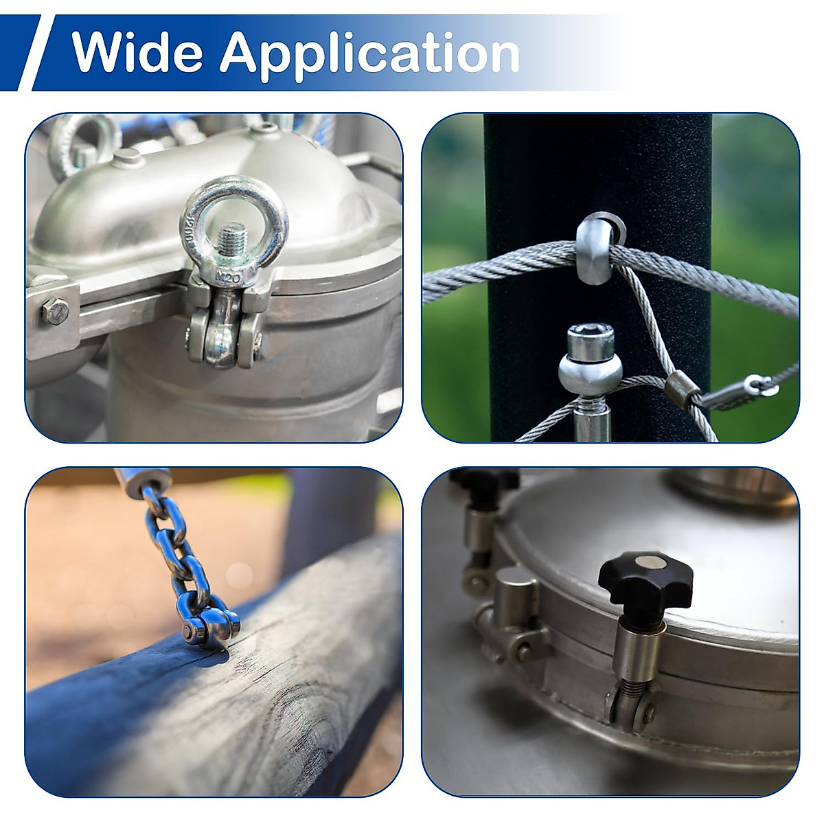 MroMax M10x 50mm Machinery Shoulder Swing Lifting Eye Bolt 304 Stainless Steel Metric Thread Silver 5pcs