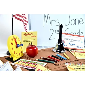 Dr. STEM Toys | Play Teacher Role-Play Set Includes Reusable White Board, Bell, Report Cards, for Home or Classroom, Over 30 Pieces Included, Gift for Kids, Complete Set