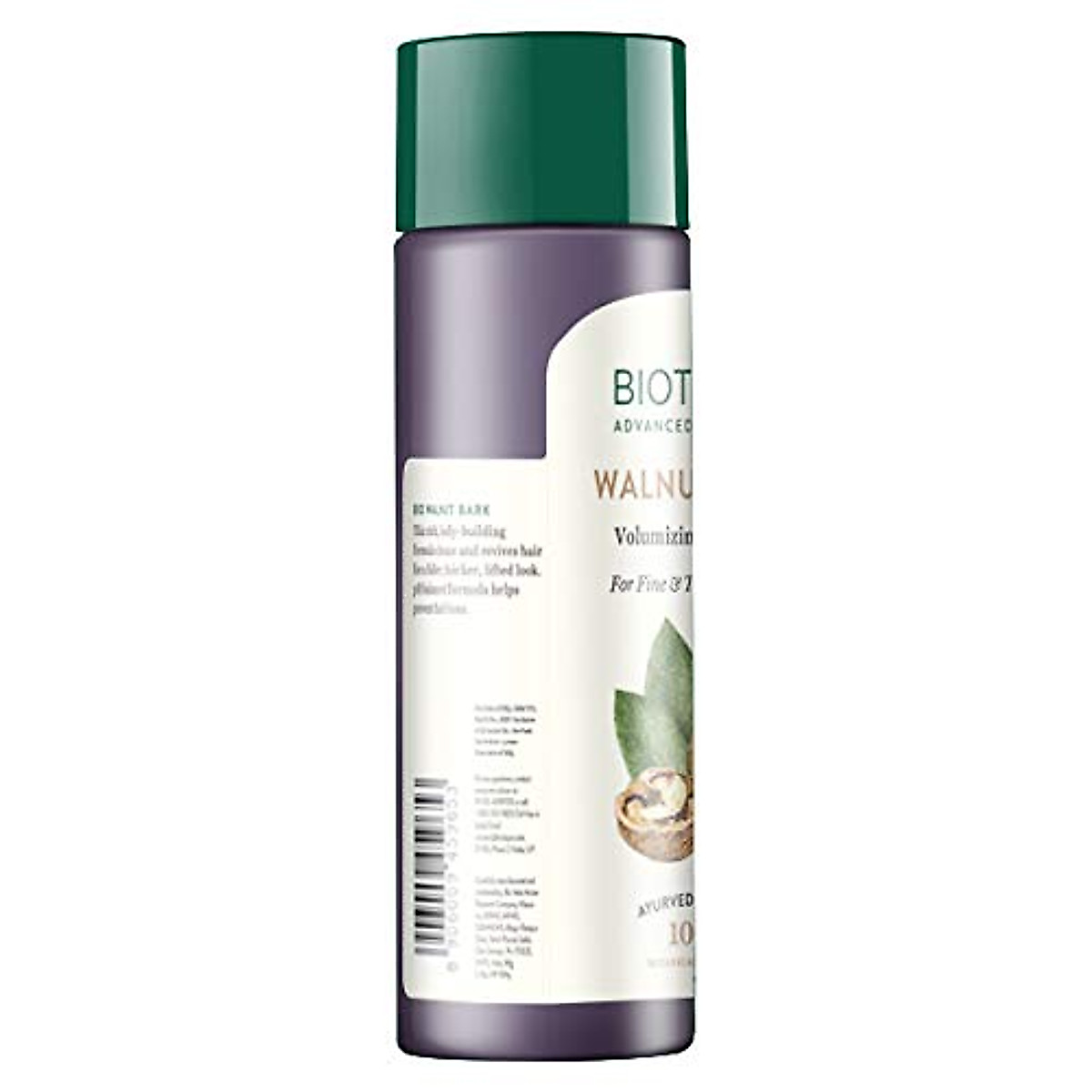 Biotique Walnut Bark Volumizing Shampoo For Fine & Thinning Hair 190 ml/ 6.42 Oz. I Makes Hair Healthy, Silky, Shiny And Pure Natural Black I Musk Root Soap Nut And Black Malya Flowers