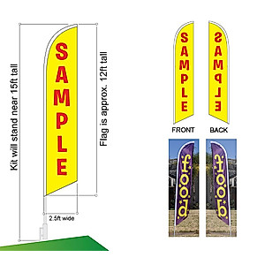 Delta-8 THC Sold Here Advertising Feather Banner Swooper Flag Sign with 15 foot Flag Pole Kit and Ground Stake