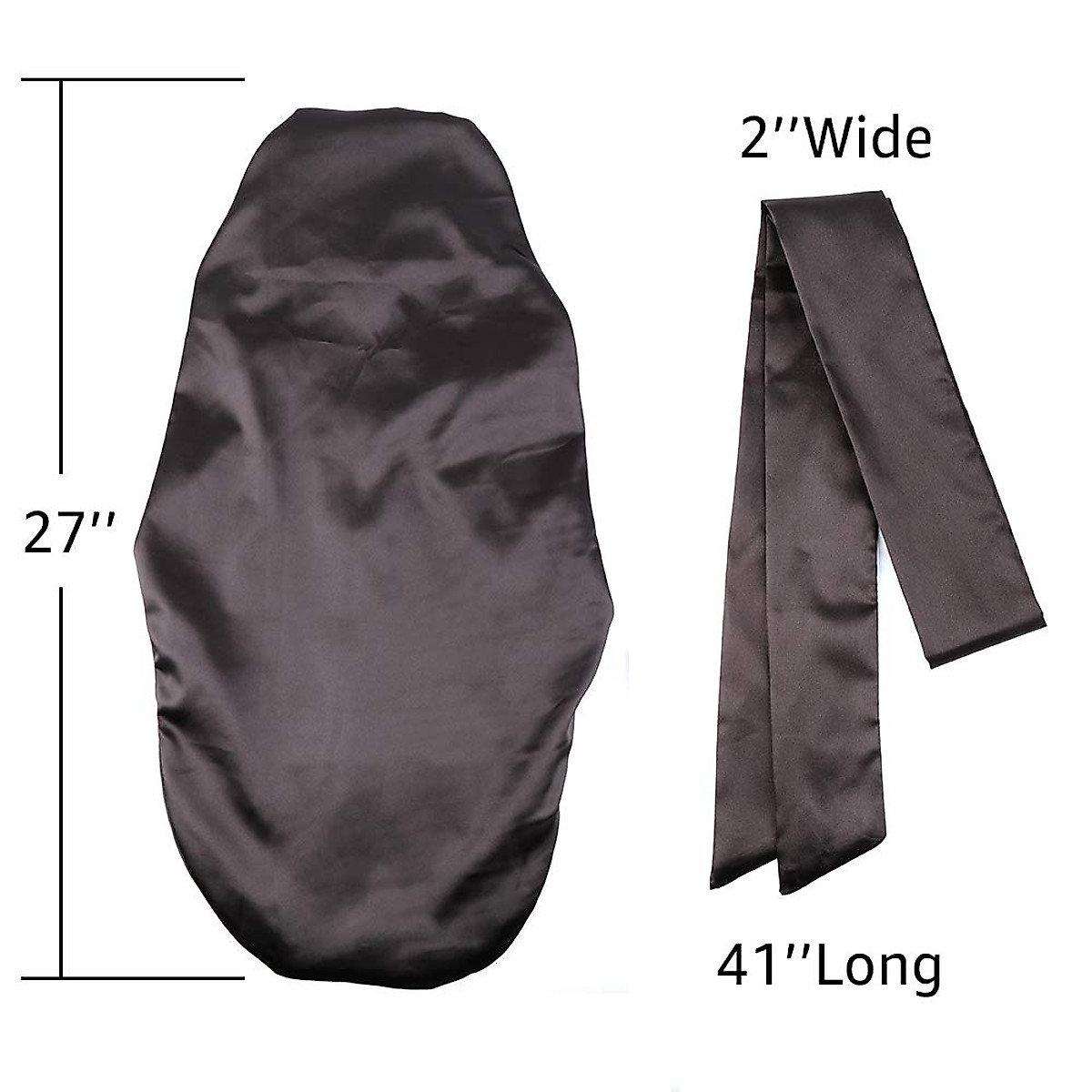 Sent Hair Extra Large Satin Hair Bonnet for Women, Double-Layer Elastic Night Sleeping Cap with Tie Band for Braids/Curly/Long Hair - Black