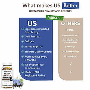 ORGANICS NATURE Black Seed Oil Capsules 1000MG Vegan Softgels, for Hair & Skin, Heart Support, Nigella Sativa - 100% Cold Pressed Cumin Seed Oil Capsules High Thymoquinone, Omega 3s