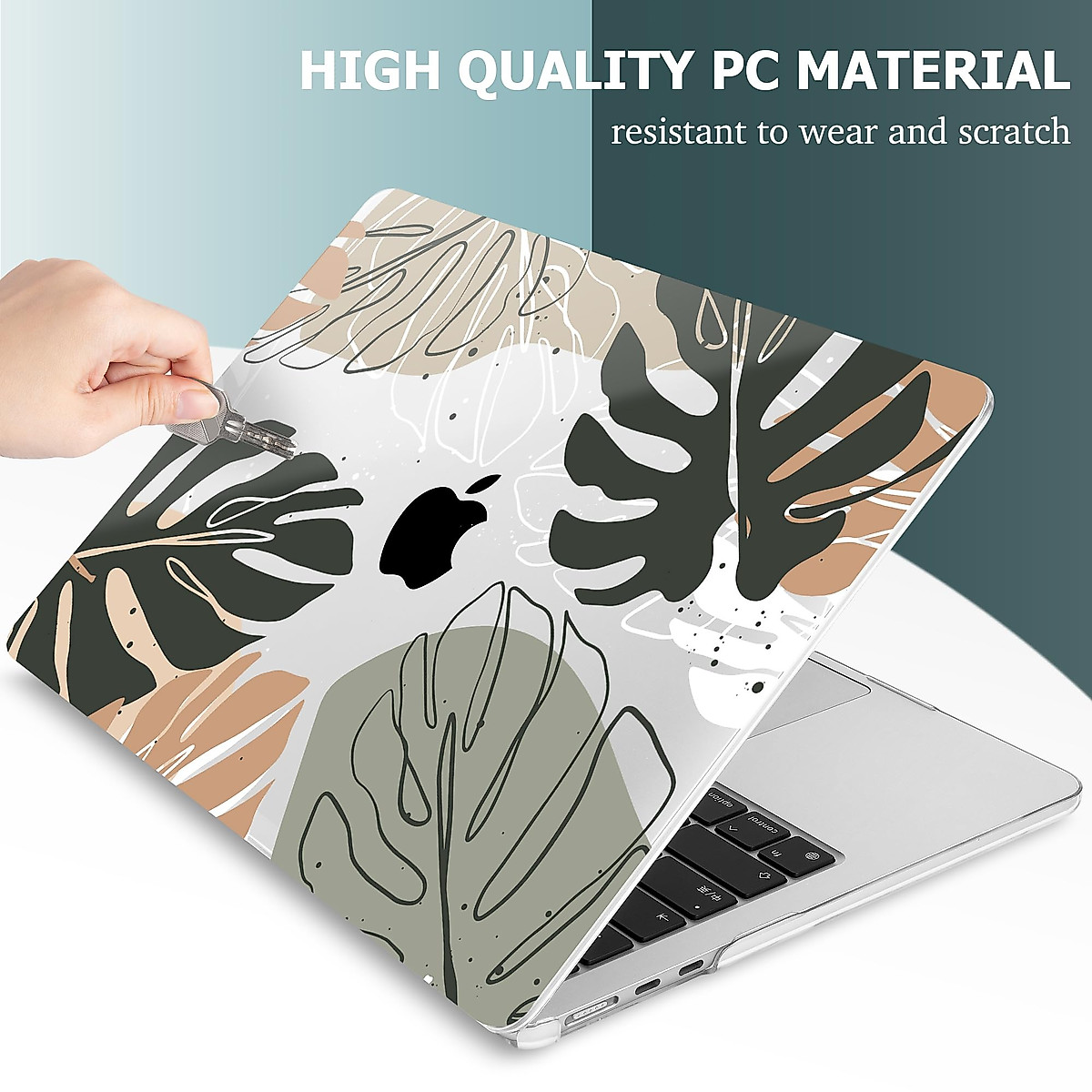 May Chen Compatible with MacBook Air 15 Inch Case Model A2941 M2 A3114 M3 Chip 2023 2024 Release, Protective Cover Laptop Hard Case with Keyboard cover, Abstract Leaves