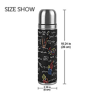 FENNEN Math Formula Double Walled Stainless Steel Thermos Water Bottle Vacuum Cup Insulated Leak Proof Flask Jug for 500ML Coffee Tea Water