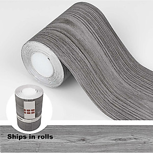 NUFLR Peel and Stick Floor Tile, Vinyl Flooring Natural Grey Wood, Easy to Install and Removable for Update Bathroom Kitchen RV (6 X 35In, 10 PCS)……