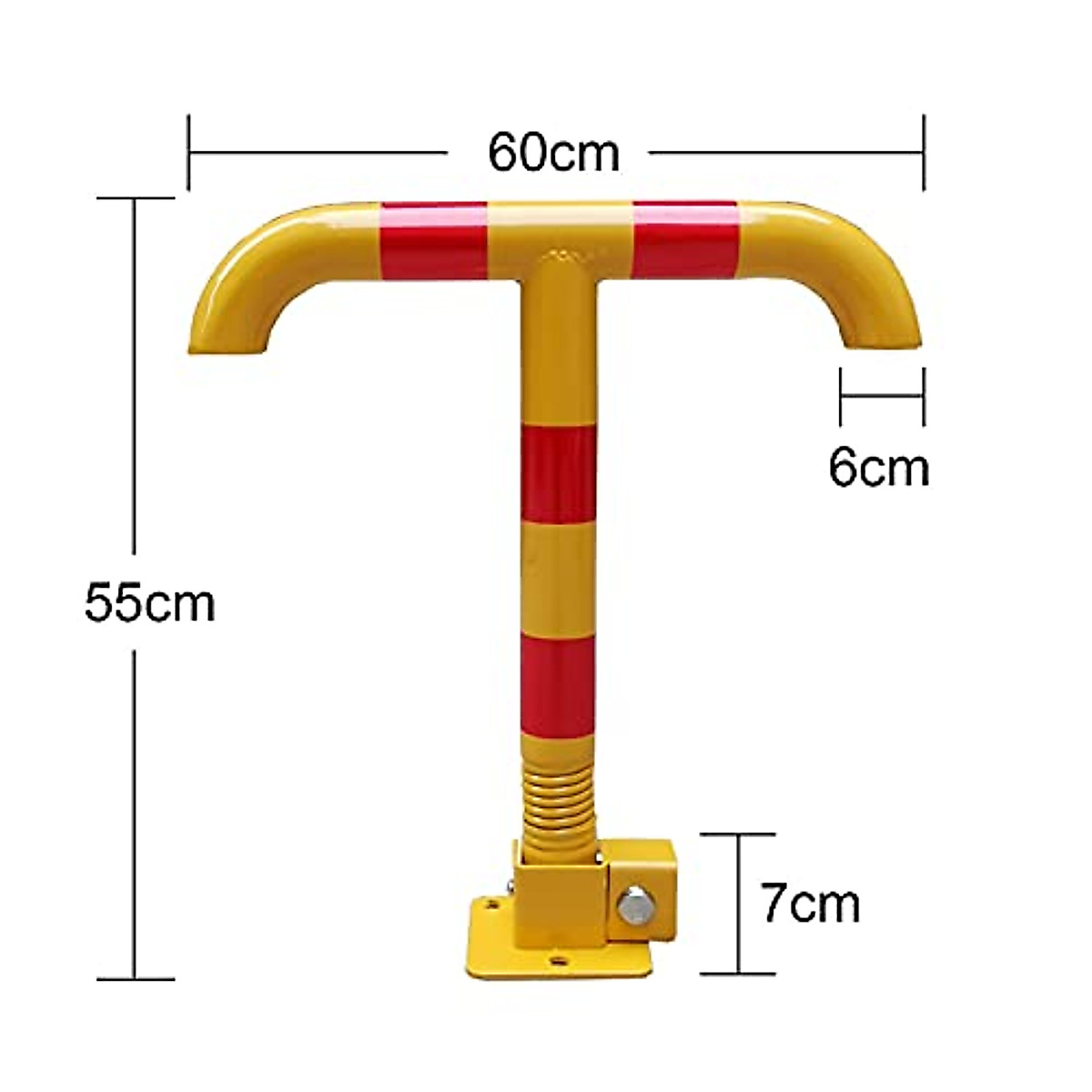 Heavy Duty Car Parking Space Lock Bollard T Shape with Spring Foldable Parking Barrier Safety Barrier for Commercial, Private Use (Color : Black, Size : 60x55cm)