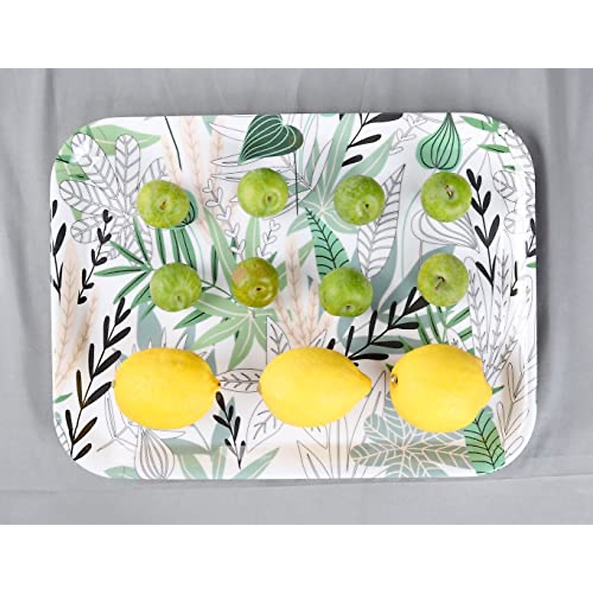 FlosSolis 15.1"x11.3" Serving Tray Set of 2 Leaf Design, Melamine Rectangular Serving Tray/Platters Stackable Sturdy and Easy Clean for Serving Serving Food,Fruit,Desserts,Breakfast,Meals,BPA Free