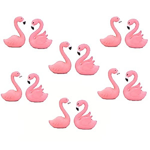 TYAOYA 12PCS Mini Flamingo Microlandscape Trinket, Fairy Garden Decoration, Outdoor Moss Bonsai DIY Figurine, Flamingo Themed Birthday Cake Decoration