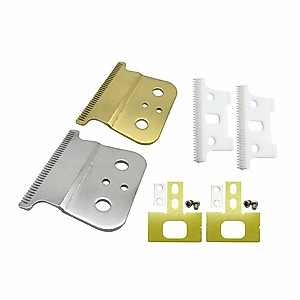2 Pairs of Replacement T Blade Outliner Trimmer Blades in Silver and Gold with Screws, Sliders and Gaskets