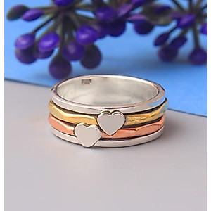 Heart Spinner 925 Sterling Silver Spinning Ring Jewelry (5)