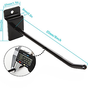 32Pack Slatwall Hooks, 8” Heavy Duty Panel Display Hooks, Commercial Grade Slat Board Hooks for Panel, 1/8” Thickness Metal Slatwall Deluxe Hooks for Garage Shop Retail Display, Black