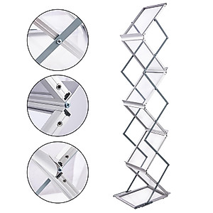 Polmart Aluminum Brochure Magazine Catalog Literature Display Rack, 6 Pockets (1 - Pack)