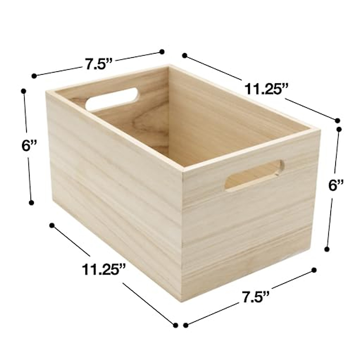 Sorbus Unfinished Wood Crates - Organizer Bins, Wooden Box for Pantry Organizer Storage, Closet, Arts & Crafts, Cabinet Organizers, Containers for Organizing (2 Pack)