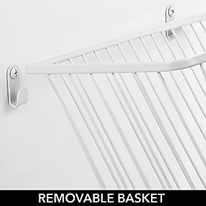mDesign Small Metal Wire Wall Mounted Storage Organizer Basket Bin for Hanging in Kitchen, Garage, Entryway, Mudroom, Bedroom, Bathroom, Laundry Room - Unity Collection - 2 Pack - White