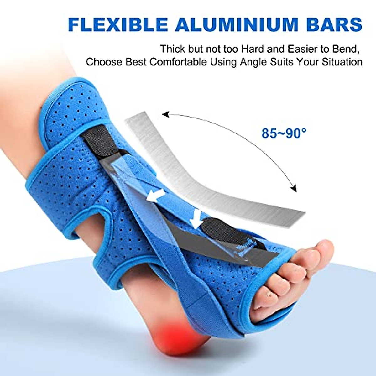 Gushijieju Plantar Fasciitis Night Splint Latest Version, Adjustable Foot Brace for Plantar Fasciitis Achilles Tendonitis Foot Drop Heel Pain Relief Women Men(1 Pack)