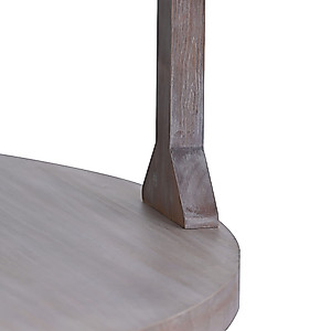 P PURLOVE Round Rustic Coffee Table, Wood Storage Shelf for Living Room with Dusty Wax Coating 35.4 Inch, Grey Wash