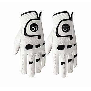 Men’s Golf Glove Left Hand Right with Ball Marker Value 2 Pack, Weathersof Grip Soft Comfortable, Fit Size Small Medium ML Large XL, by Finger Ten (M/Large, Left)