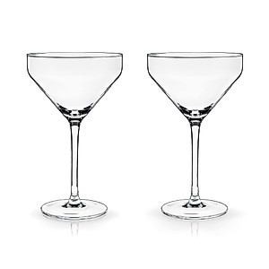 Viski Angled Martini Glasses, Preium Crystal Cocktail Coupe Glasses, Home and Bar Drinkware, Stemmed Cocktail Glasses, Perfect Cocktail Glass Gift Set of 2, 9oz
