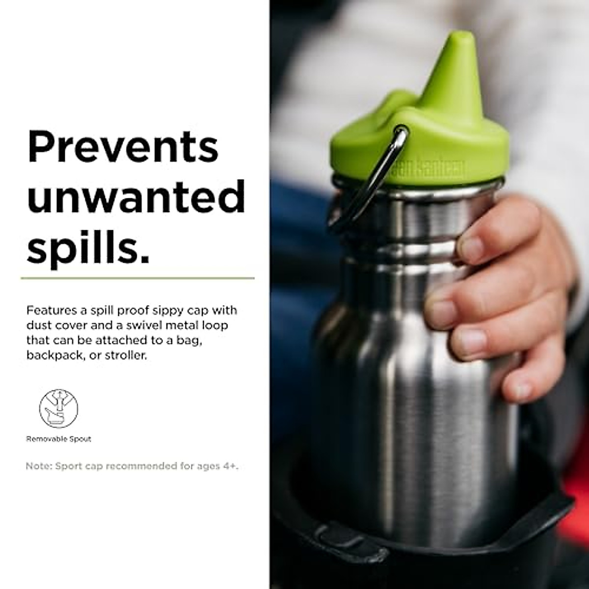 Klean Kanteen Kid Classic Narrow 12oz (w/Sippy Cap) Brushed Stainless