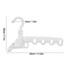 Zerodis Clothes Hanger Rack with 5 Holes, Folding Space Saver Clothing and Closet Rod Storage Organizer for Wall Door Balcony, Portable Household Travel Drying Rack Clothes Rack, White