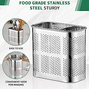 POPGRADE Kitchen Utensils Chopsticks Holder Rack Basket, Stainless Steel Drying Rack Holder Utensil Caddy Cutlery Rack, Dishwasher Kitchen Utensil Holder for Countertop