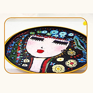 MILISTEN Flat Wicker Bamboo Wood Round Serving Platter Bamboo Basket Tray Flat Shallow Basket for Kids DIY Drawing 42CM
