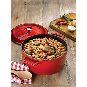 LAVA 7 Quarts Cast Iron Dutch Oven: Multipurpose Stylish Round Shape Dutch Oven Pot with Three Layers of Enamel Coated with Trendy Lid (Orange)