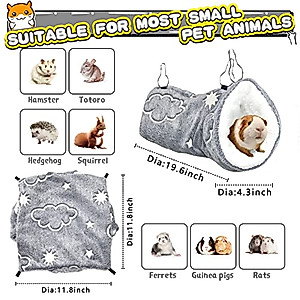 LEFTSTARER Noctilucent Luminous Guinea Pig Rat Hammock Bunkbed Hanging Tunnel and Soft Bed Mat for Ferret Hedgehog Squirrel Hideout Cage Accessories (1.Tunnel and Bunkbed Hammock)