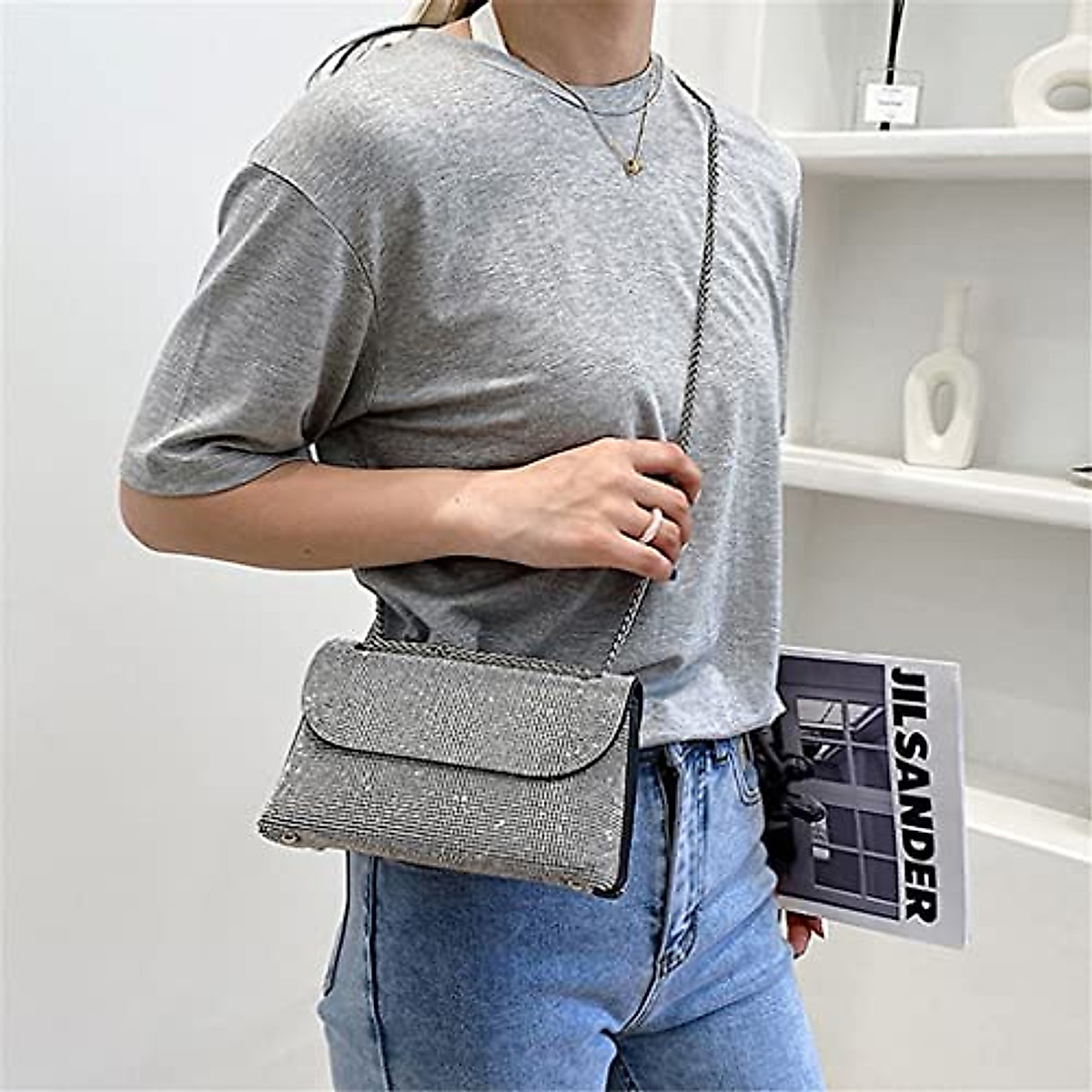 MXIAOXIA Shiny Rhinestones Evening Handbag Women Diamonds Shoulder Bag Ladies Dinner Party Clutch Purse