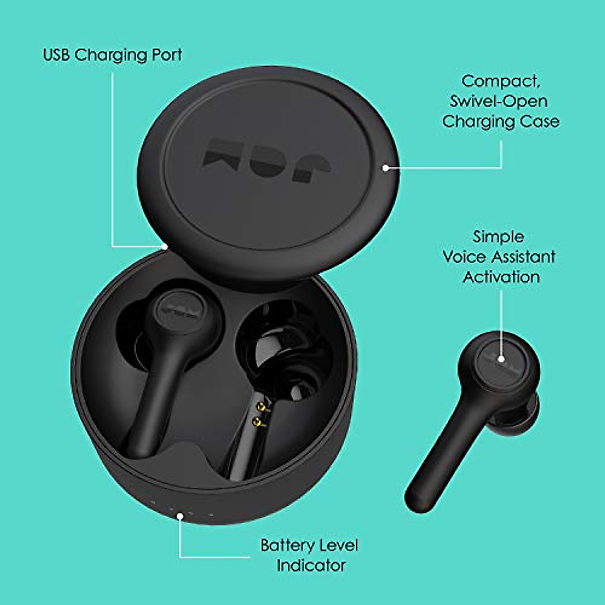Jam True Wireless Exec Earbuds with Background Noise Reduction (Black)