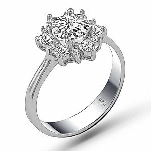 LOMBARDY JEWELRY 925 Sterling Silver with Round brilliant Cut Clear Cz Cubic Zirconia Stone Engagement Wedding Promise Halo Ring Luxury Gift for Women (7)