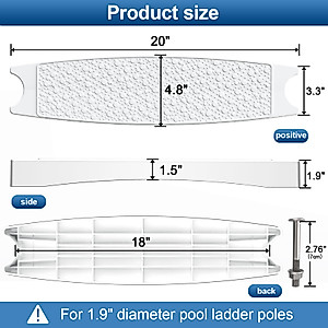Goovilla Pool Ladder Steps Replacement, (6-Pack) 18" Universal Heavy-Duty Molded Plastic Swimming Pool Ladder Rung Step with 12 PCS Stainless Steel Bolts for Inground and above Ground Pools, White
