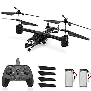 Mostop V-22 RC Plane 4CH Remote Control Airplane with High & Low Speed, Altitude Hold and LED Light, 2 Batteries Powered Multiple Stunt Flying Toy RC Helicopter Gift for Beginners Kids Adults