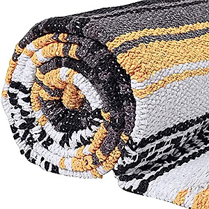 DWC Authentic Mexican Yellow Blanket -Yoga Matt - Falsa - Serape - Camping, Picnic, Beach Blanket, Bedding, Car Blanket, Saddle Blanket, Soft Woven Home Decor (Yellow Color), 71 x 57 in