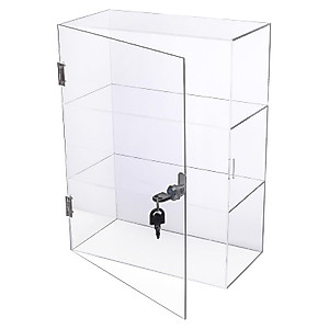 DuvinDD Acrylic Display Case with Lock, Countertop Locking Display Cabinet with Shelves and Door, Clear Acrylic Storage Cabinet Collectibles Showcase, Safe Organizer for Home Office 11.8x5.9x15.7inch