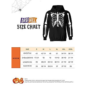 Arvilhill Men's Halloween Skeleton Black Pullover Party Costume Funny Hoodies Casual Sweatshirt M
