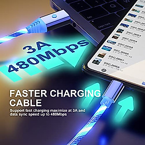 Light Up Micro USB Charger Cable with Switch Compatible with Samsung Galaxy S7 Edge S6 S2 J7 J5 J3 J3V J2,LG K10 V10,Moto E6 5 4,Kindle,Fire Tablet,PS4 LED Fast Charging Cable (Blue,6.6ft)
