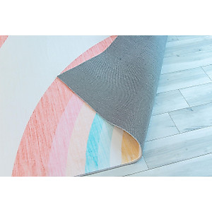 RUG BRANCH Soft Steps Playtime 5' x 7' (5'3" X 7'7") Non-Toxic, Child and Pet Safe, Rainbow Playmat - Indoor Area Rug for Kids, Pink Cream - Playroom, Nursery, and Children Bedroom