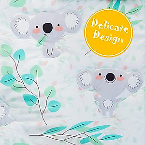 Little Grape Land 4 Piece Crib Bedding Set, Crib Sheet, Crib Skirt, Baby Quilt and Pillow Cover, Nursery Bedding Set, Baby Comforter Set for Toddler, Kids, Boys and Girls, Green Koala