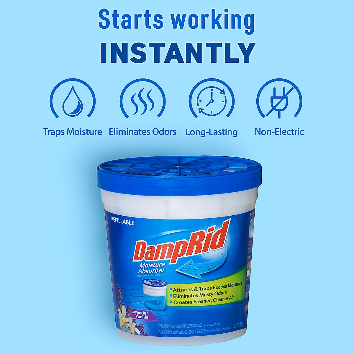 DampRid Refillable Absorber Variety Pack, 10.5 oz. Cups, 6 Pack, 3 Fresh Scent, 3 Lavender Vanilla, Traps Moisture for Fresher, Cleaner Air